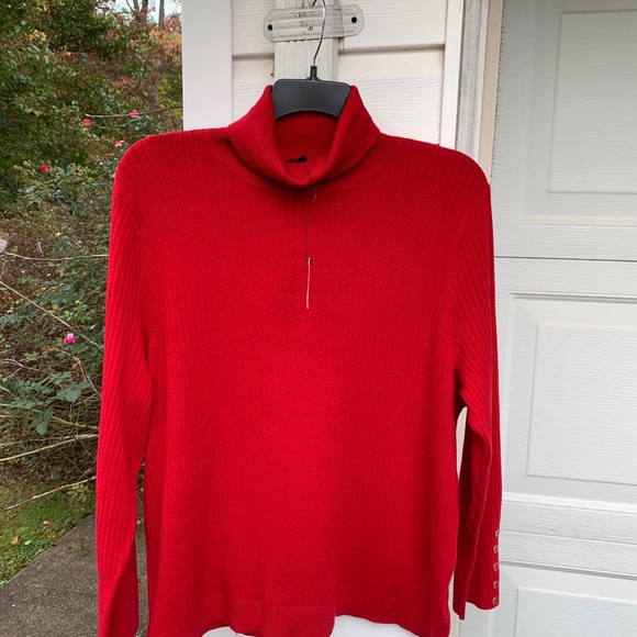 Talbots | Sweaters | Nwt Talbots Pretty Classic Red Stripe Turtleneck ...